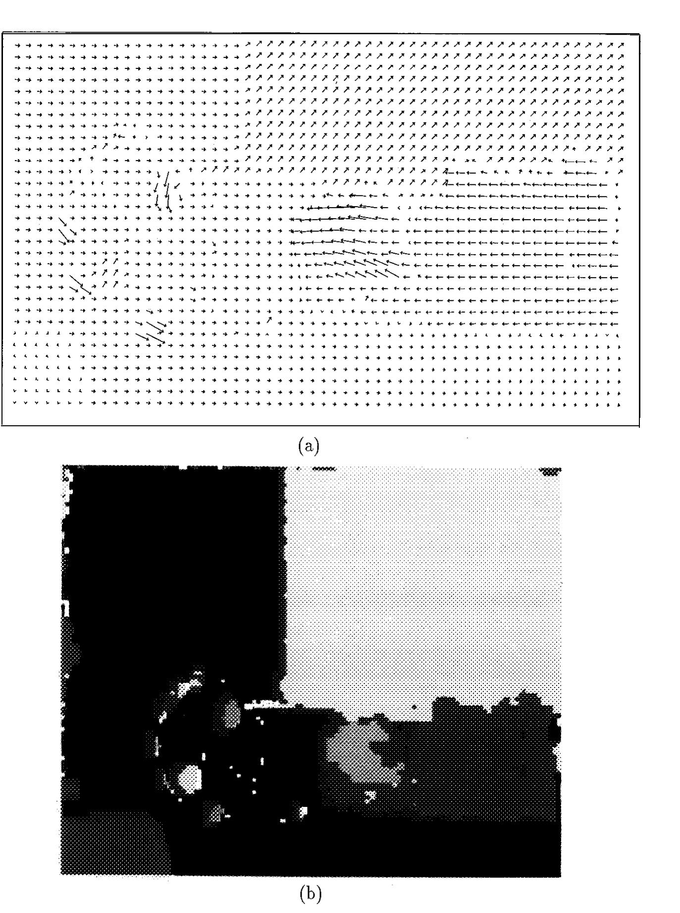 6: a) the optical flow field and b) segmentation field