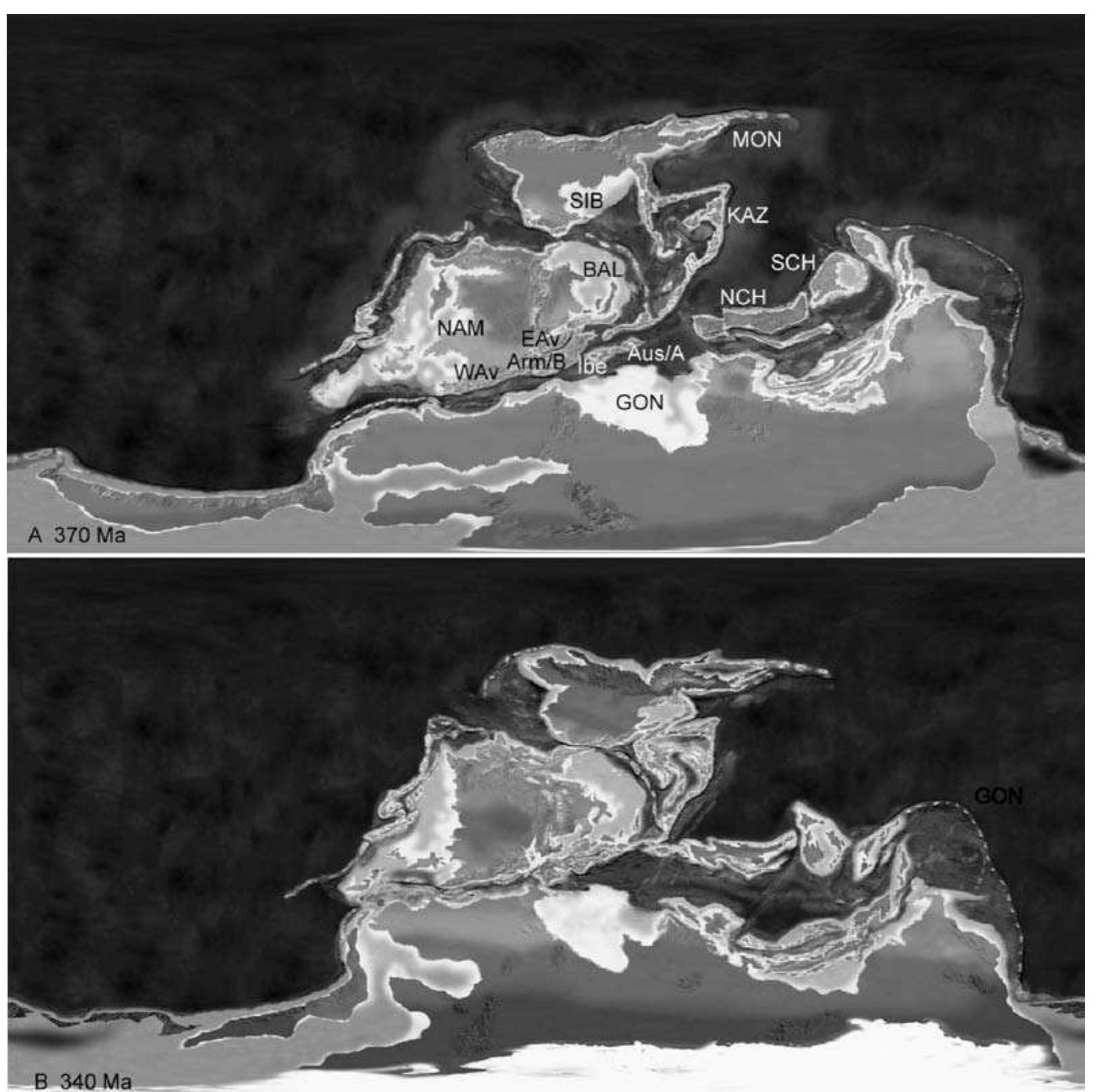 (continued): to middle ordovician (470 ma); arc-continent