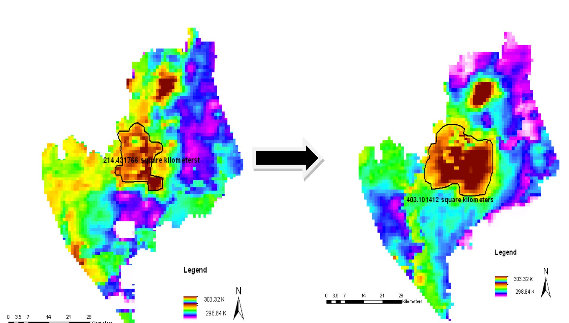 Lst map for 2011 -extent of uhi city figure 8 lst map for