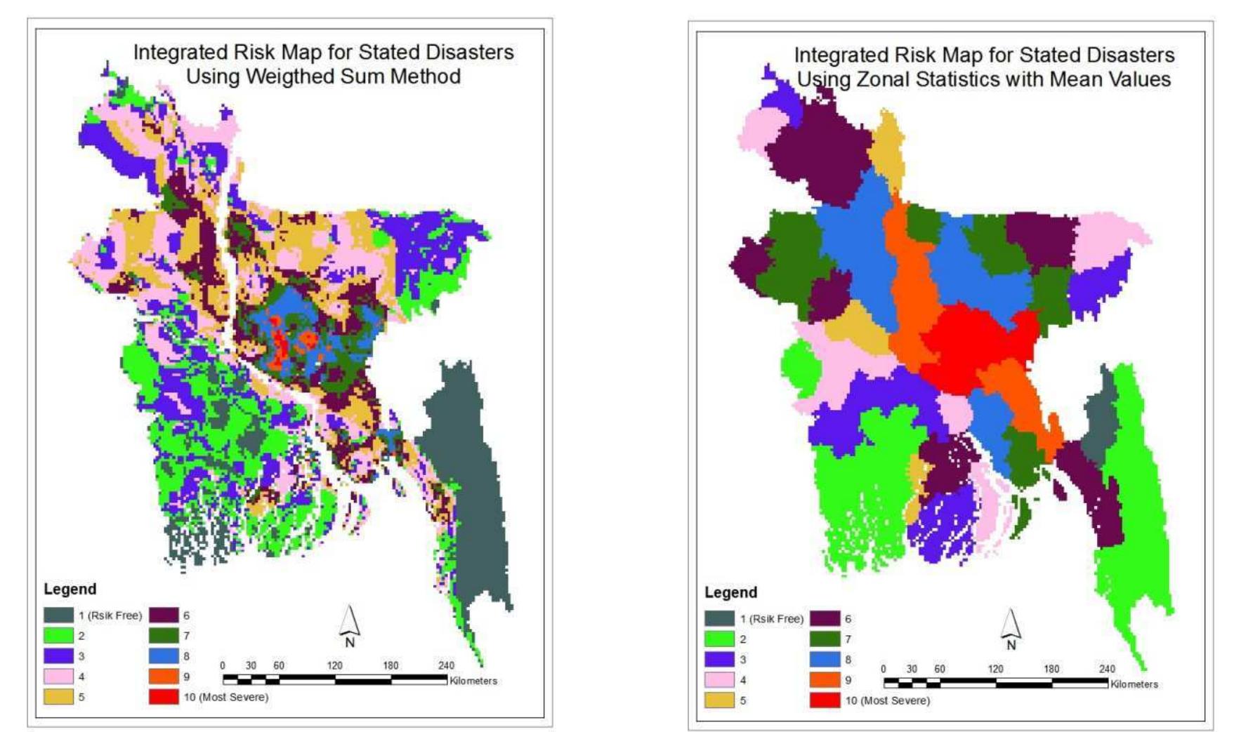The risk map shows that high risk areas are most densely