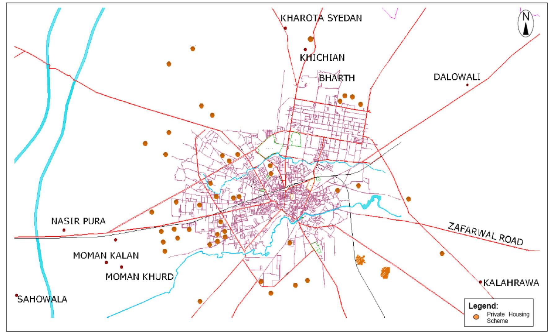 Private sector housing schemes in sialkot source: urban unit