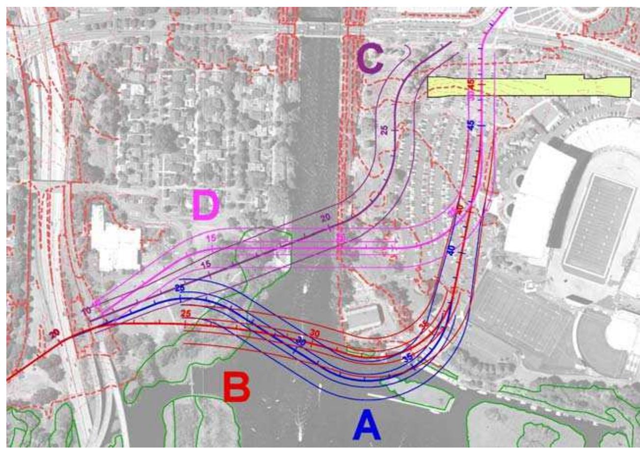 - plan of tunnel alignments considered the most eastern