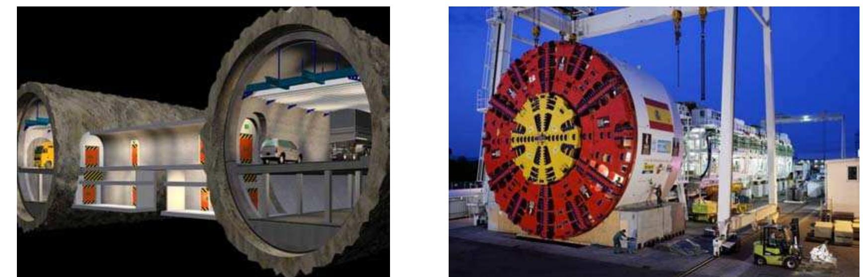 - madrid m30 tunnel cross-section & tbm machine road tunnels