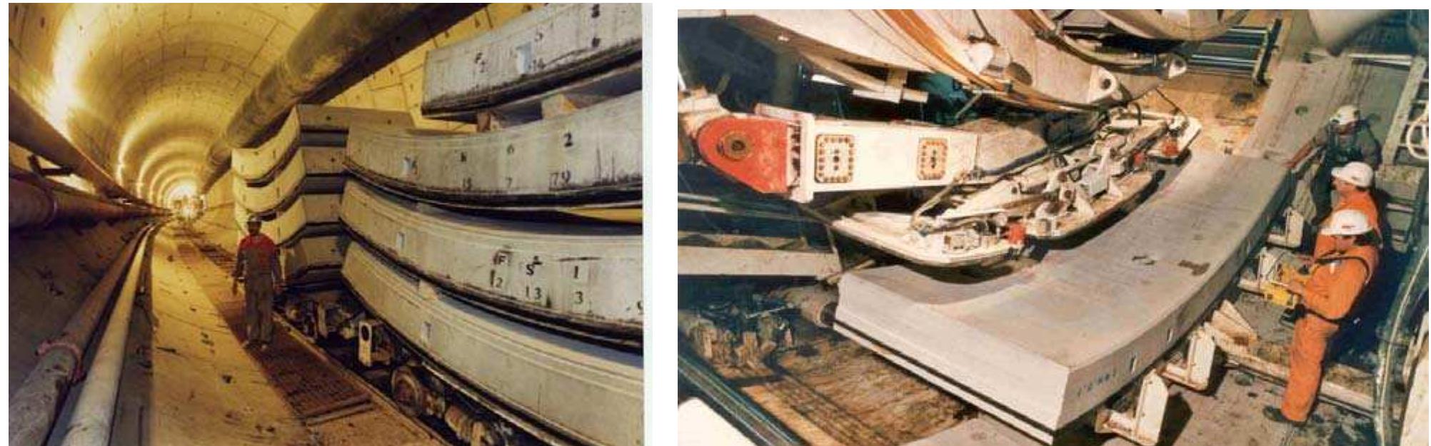 - transporting & installing precast segments tunnel linings