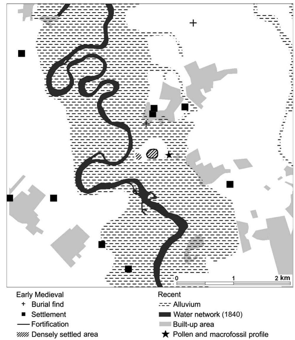 Map showing the hradi&tko stronghold with the indications of