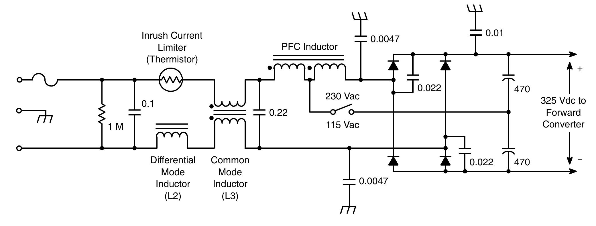 —7 shows the input circuitry of the pc power supply with