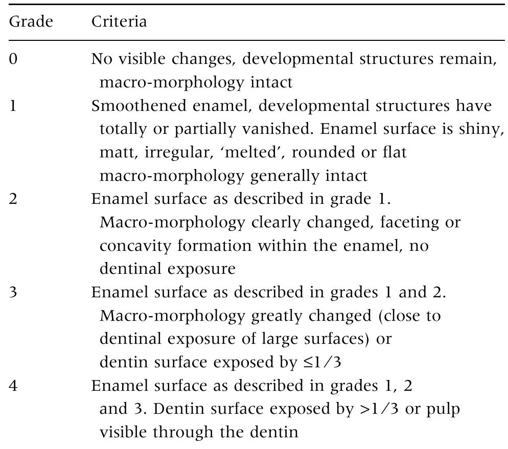 Note: approximal erosion, presence of ‘shoulder’ and