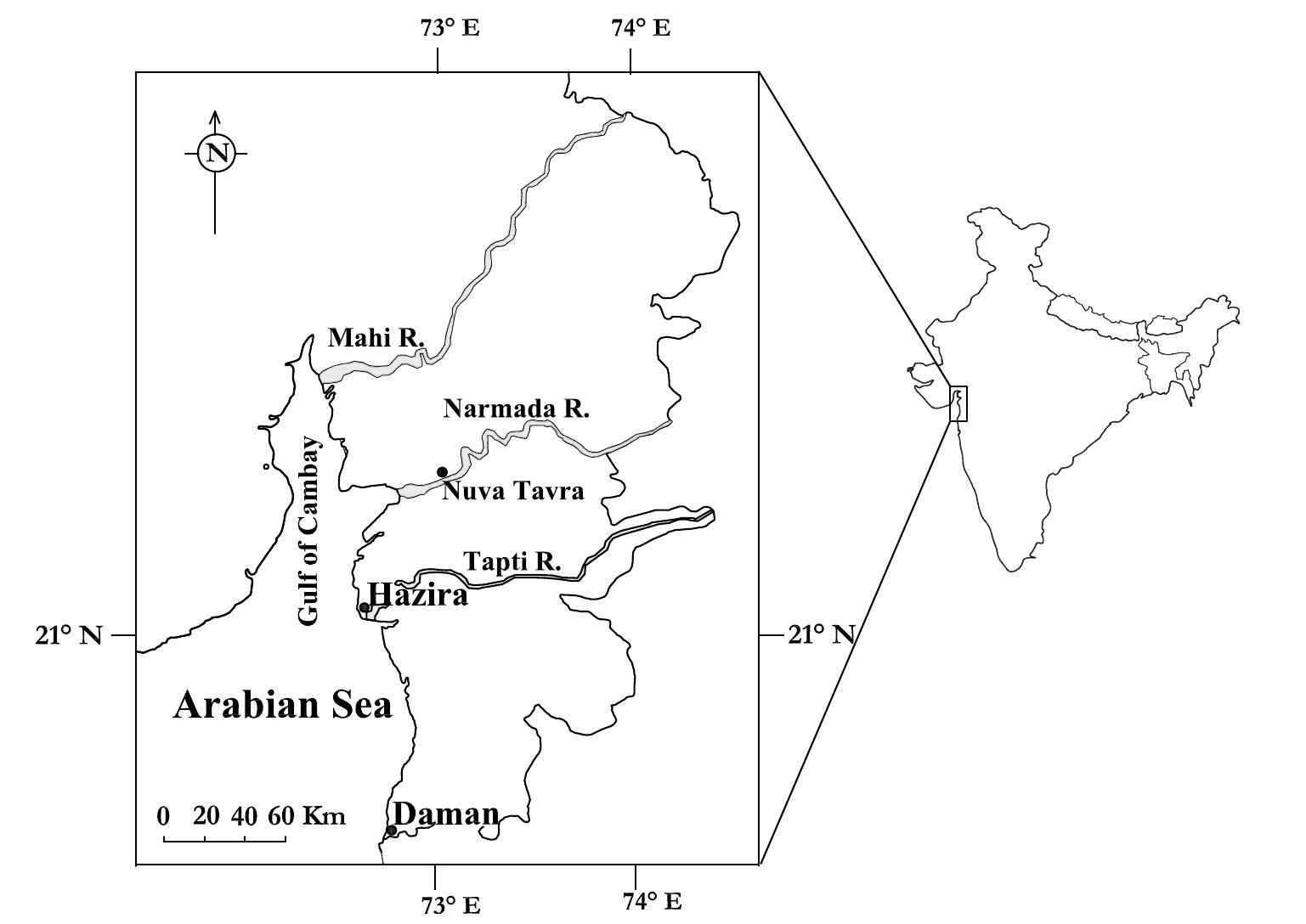 Location map of the western coast of gujarat showing the