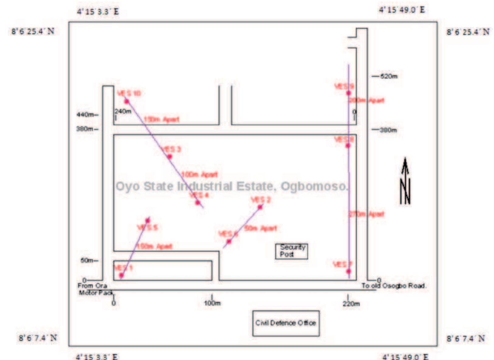 Layout map of vertical electrical sounding stations.