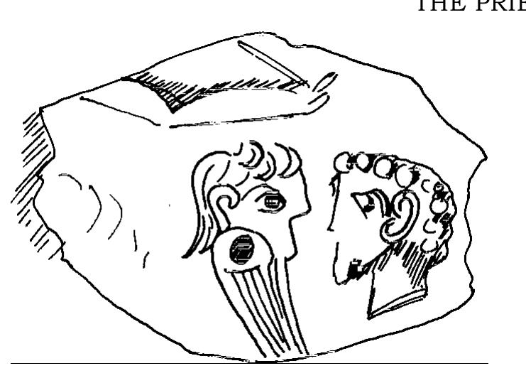 Seal depicting heads of a bearded priest and boy