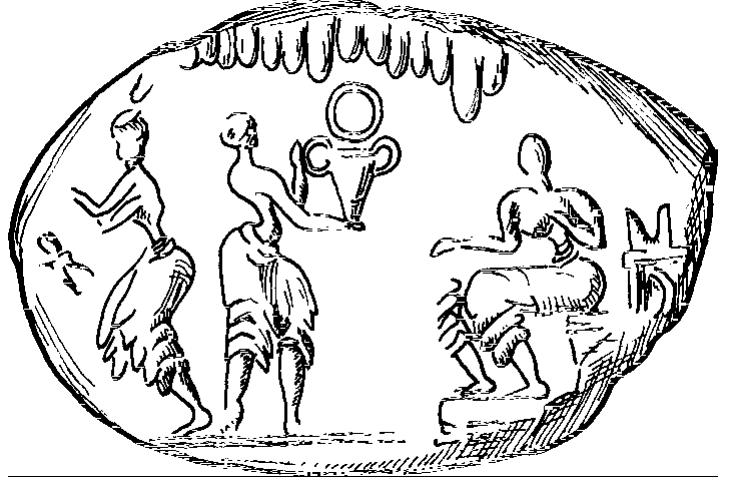 Seal-impression from knossos showing goddess seated on a_