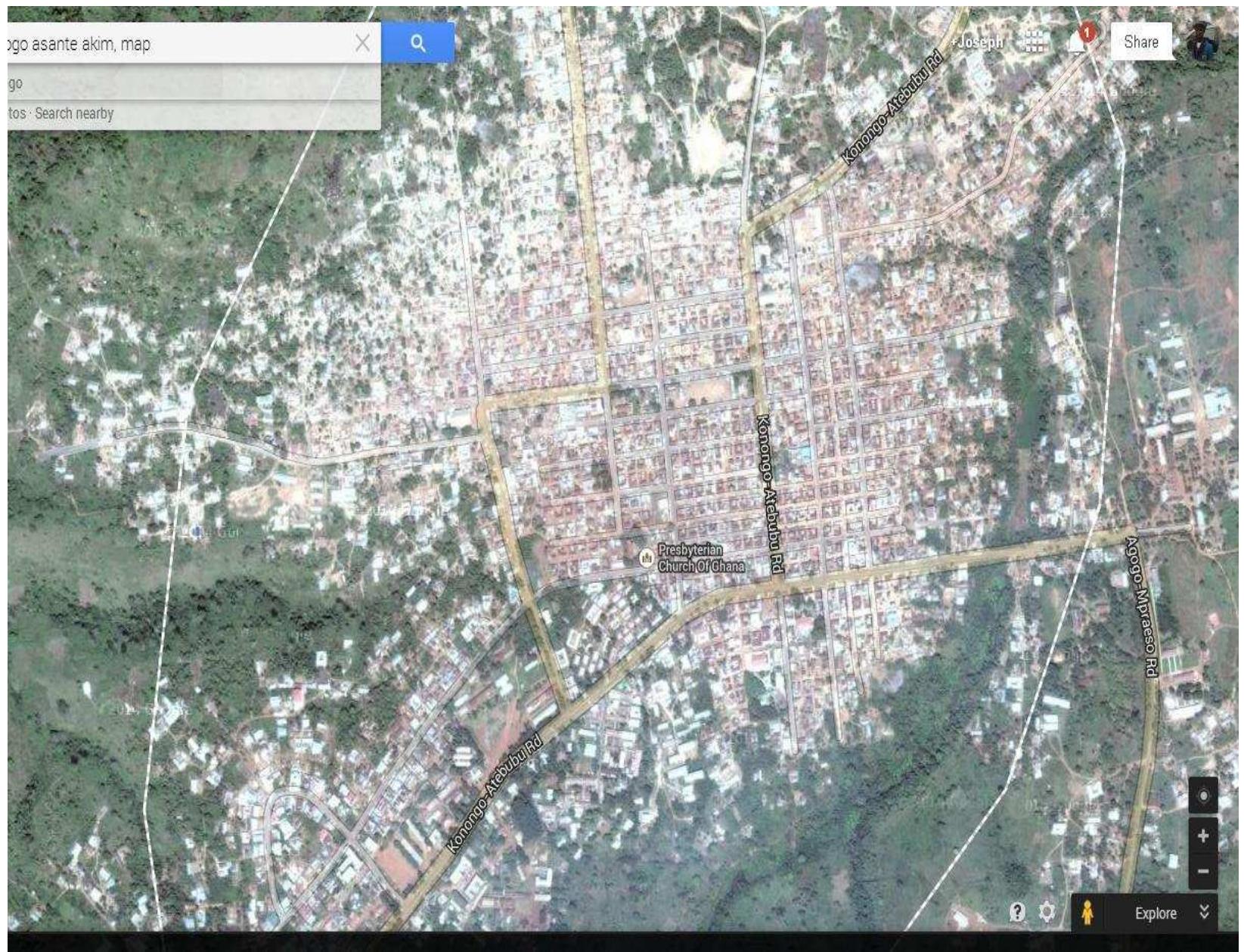 Map of agogo asante-akim source; google maps private