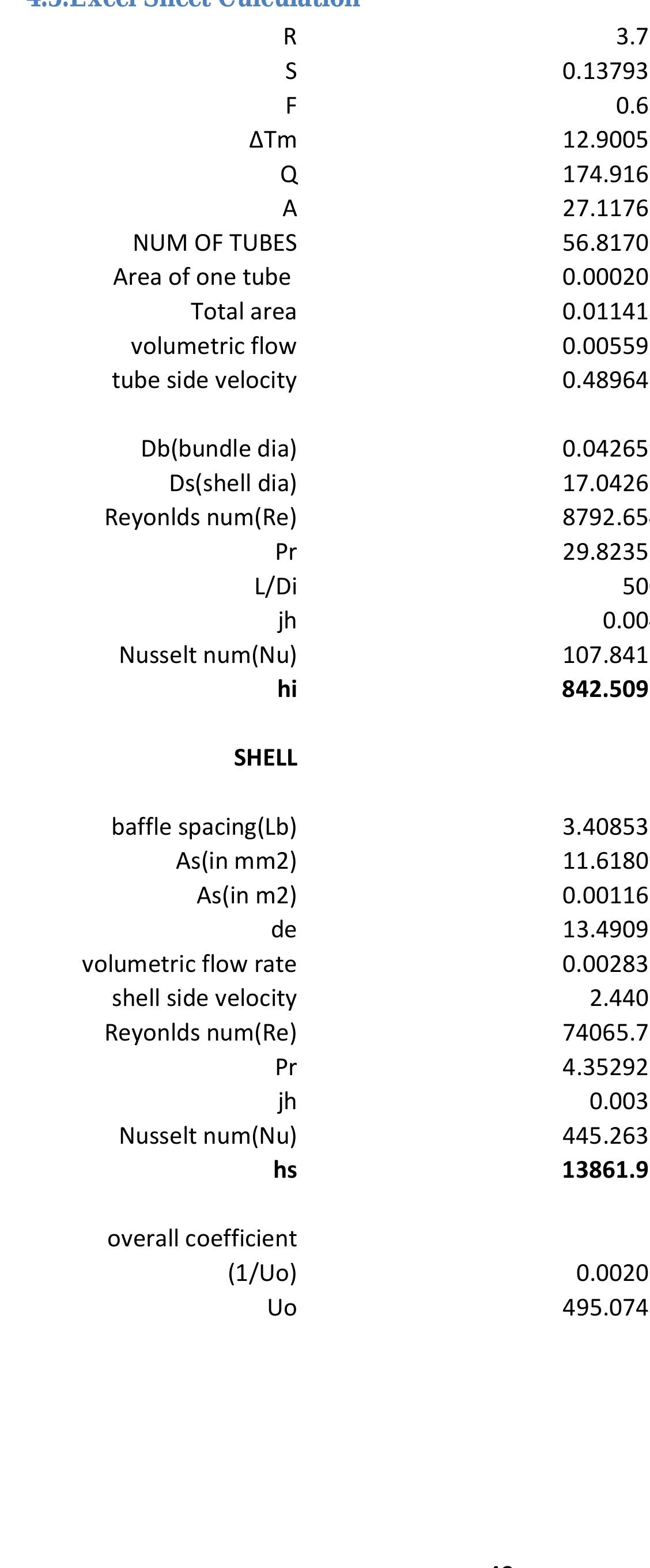 Table 5 - HDPE Plant Overview & Design of Heat Exchanger