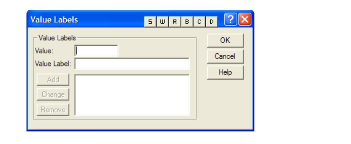 Value labels window note: variable labels determine how the