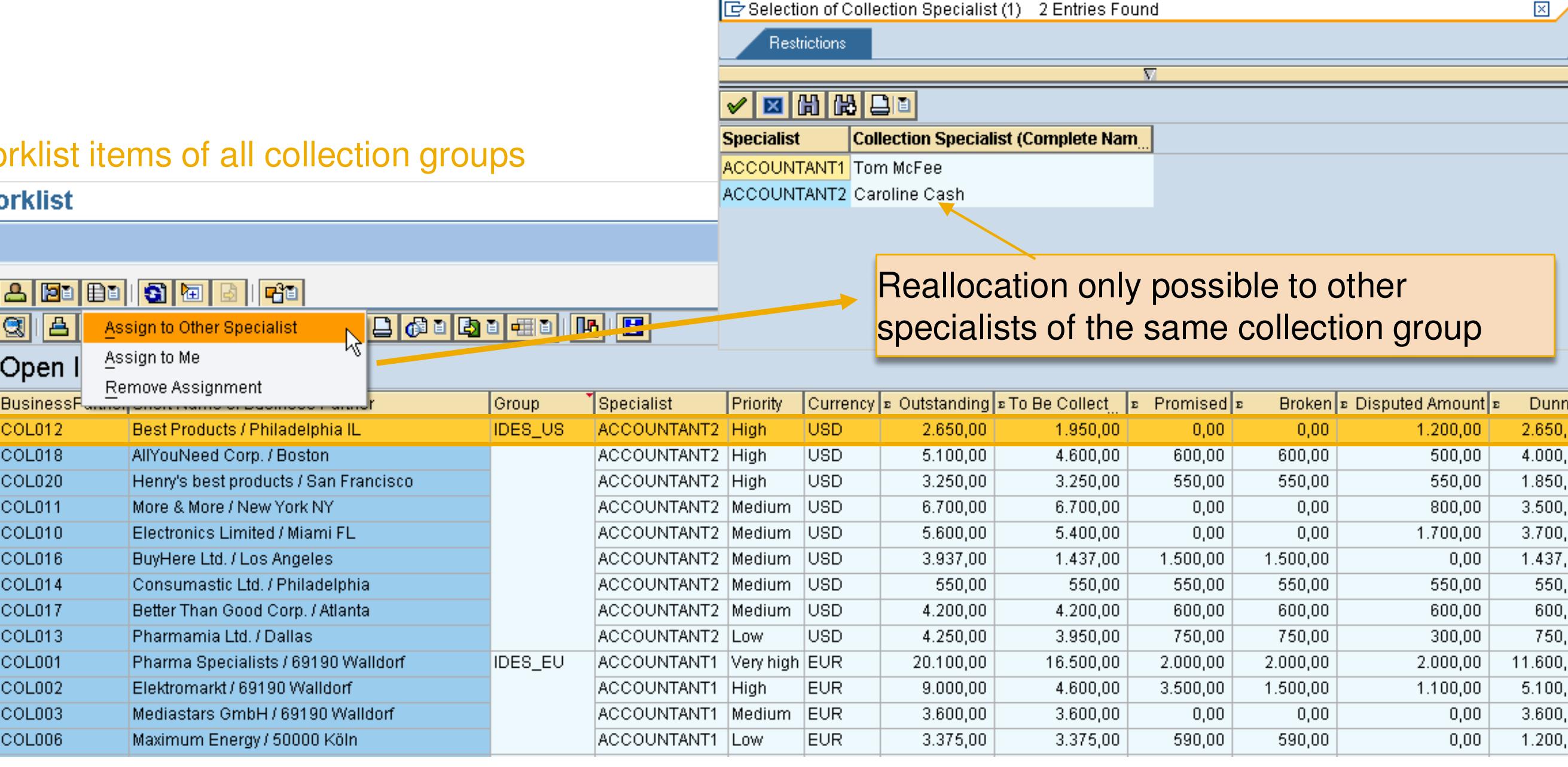 Table 2 - SAP Credit and Collection Management
