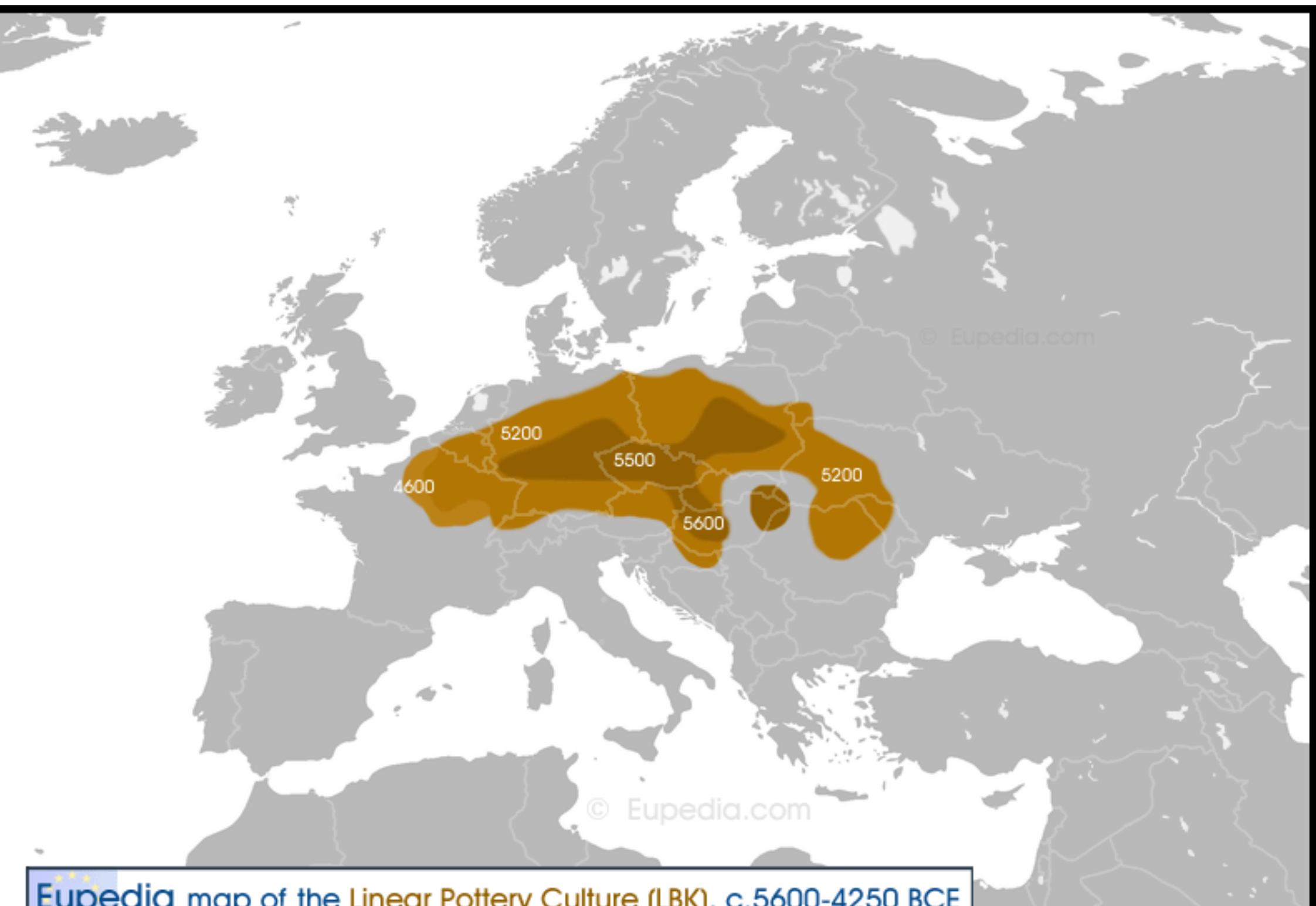 Extent of the linear pottery culture (lbk, c. 5600-4250 bce)