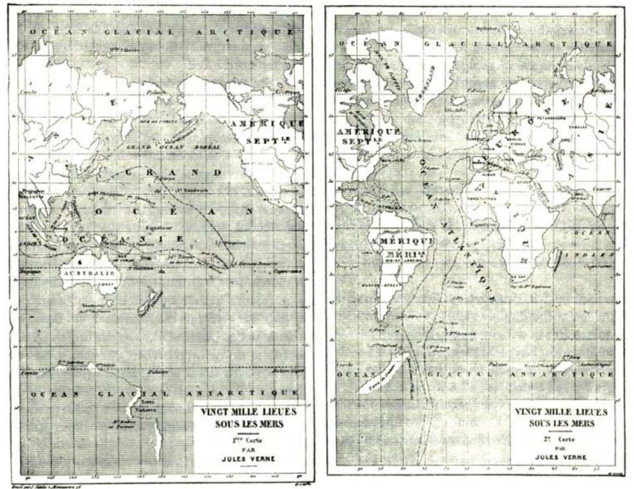 Map of the trajectory followed by the nautilus in vingt