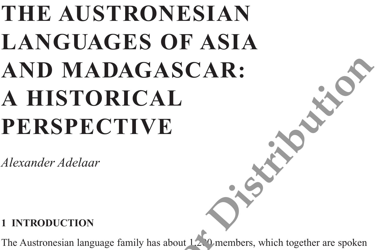 Figure 1 - The Austronesian languages of Asia and