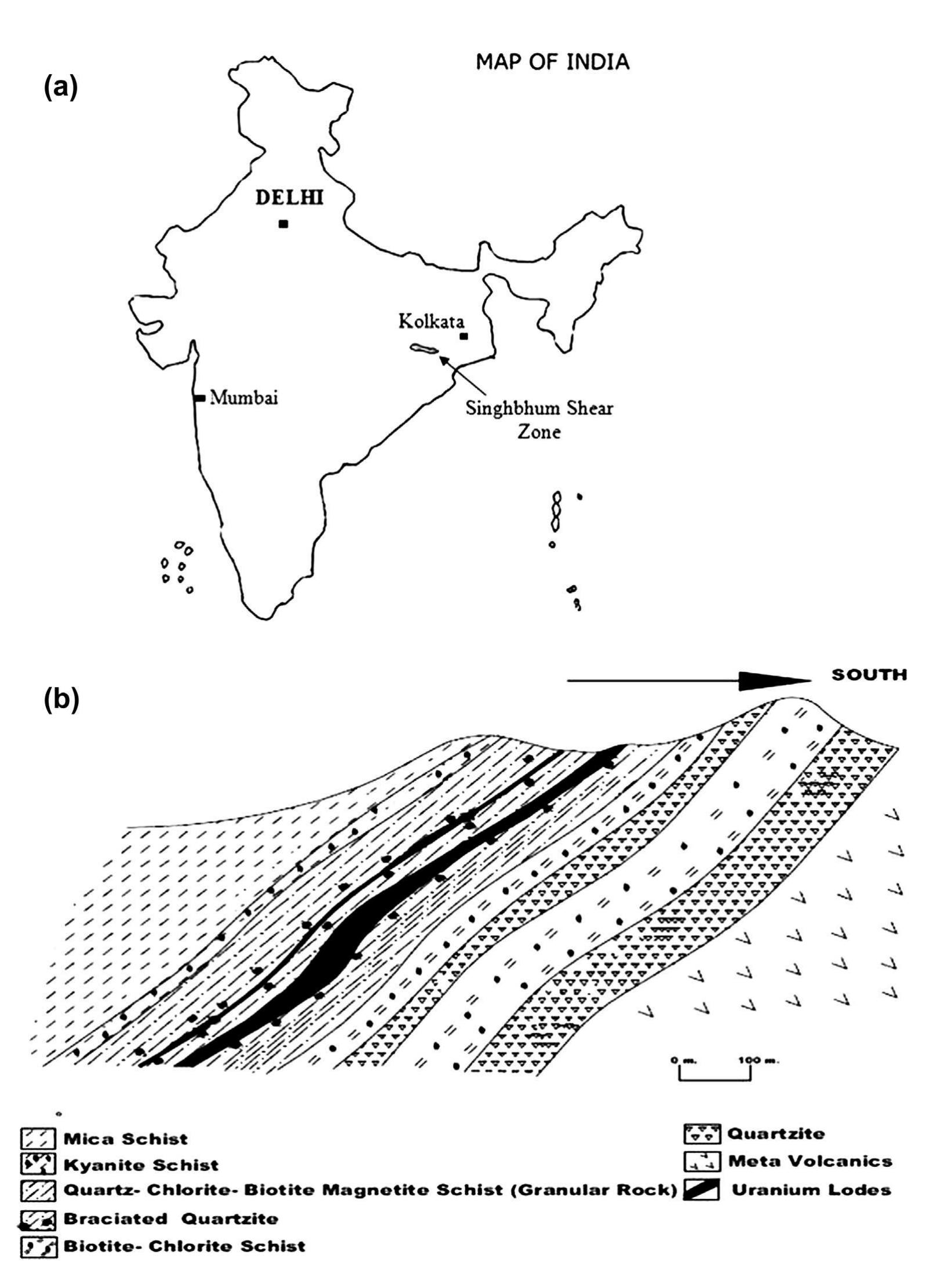 (a) map of india showing singhbhum shear zone and (b)