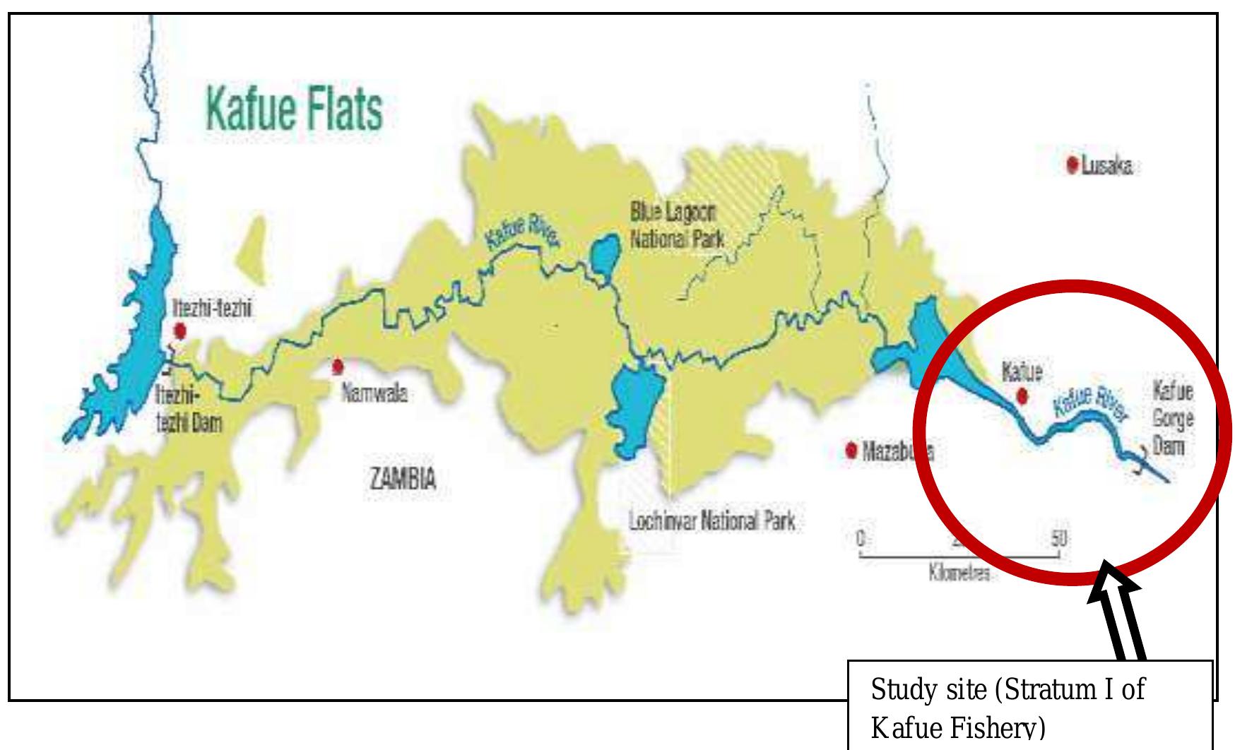 Map of kafue flats floodplain. (source wwf-zambia, 2003) the