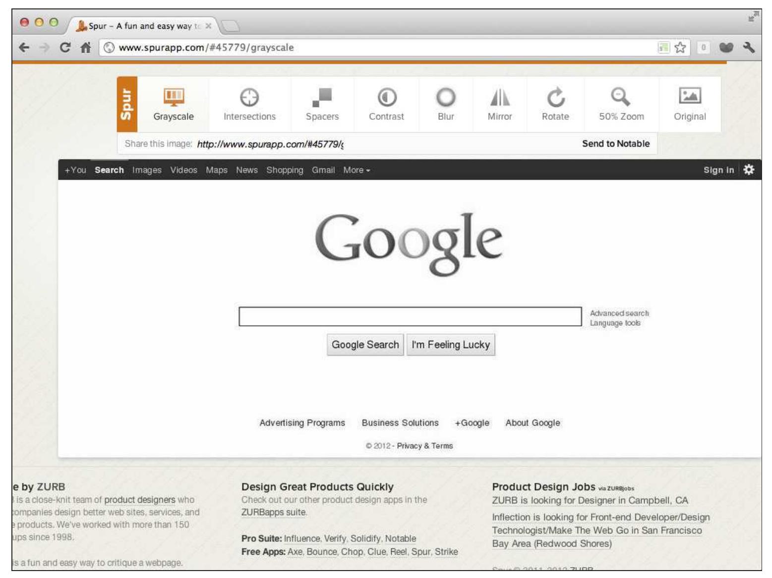-4 the google home page, converted to grayscale using spur.