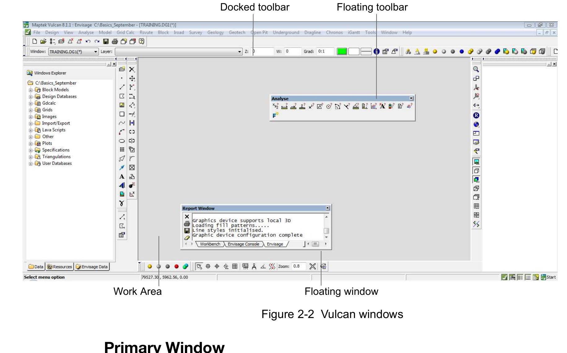 The primary window is the default 3d design window as