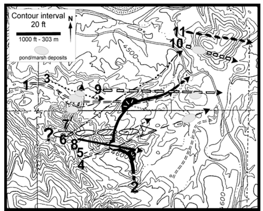Enlarged section of topographic map showing fpa area with