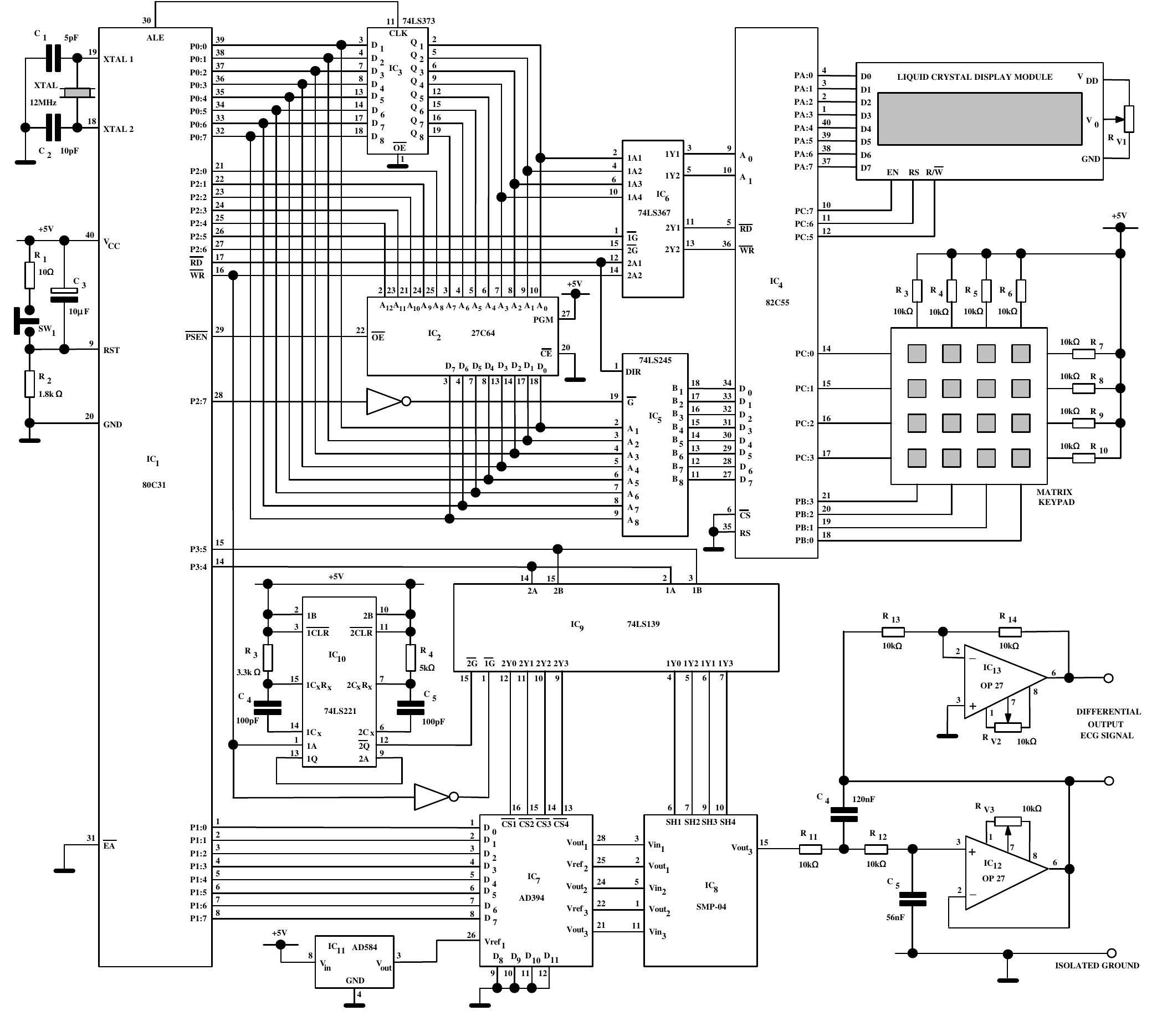 A schematic diagram of the ecg simulator
