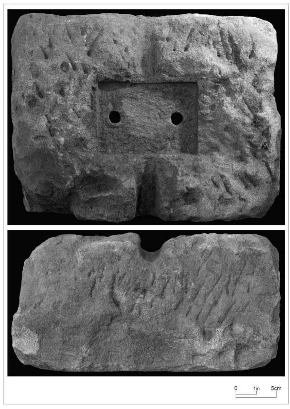 Smaller stone sleeper, top view and elevation. for an iron