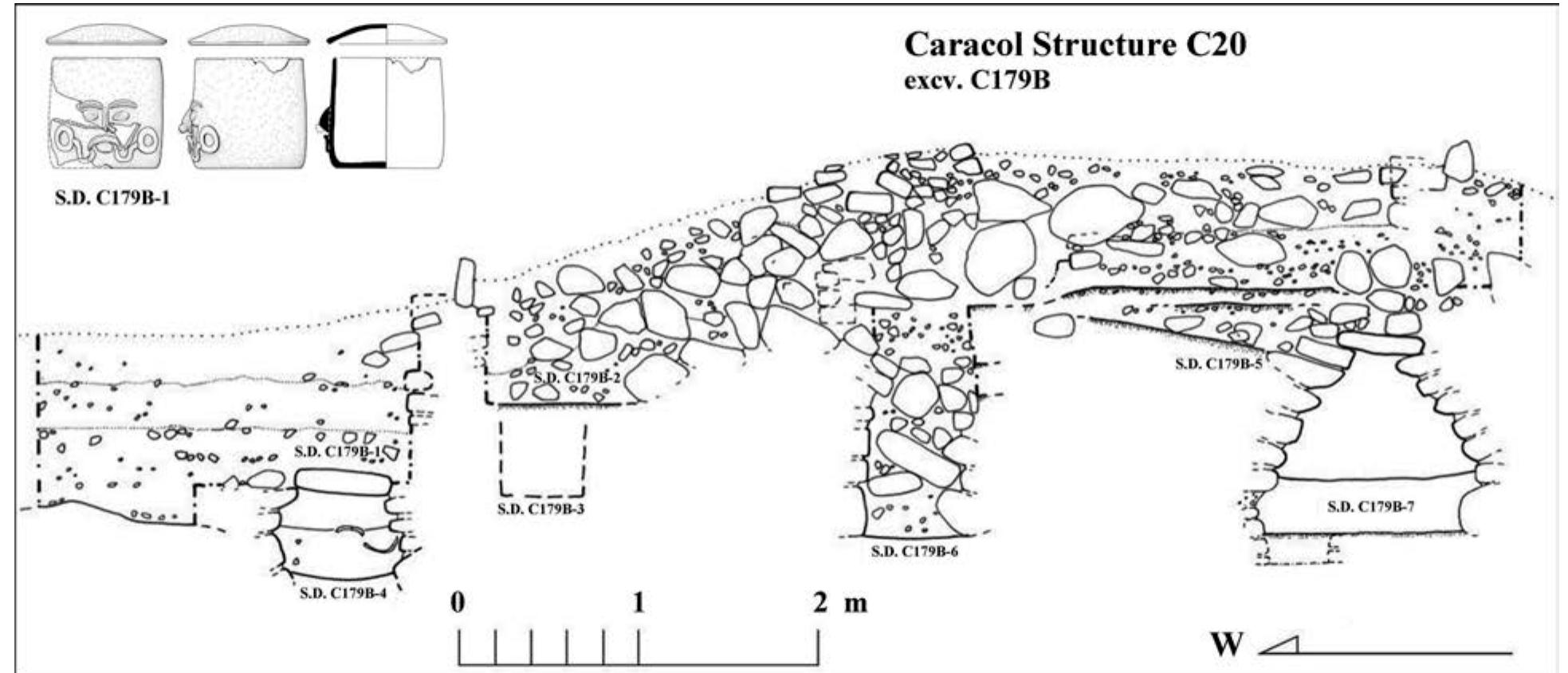 Section of caracol structure c20; the face cache was