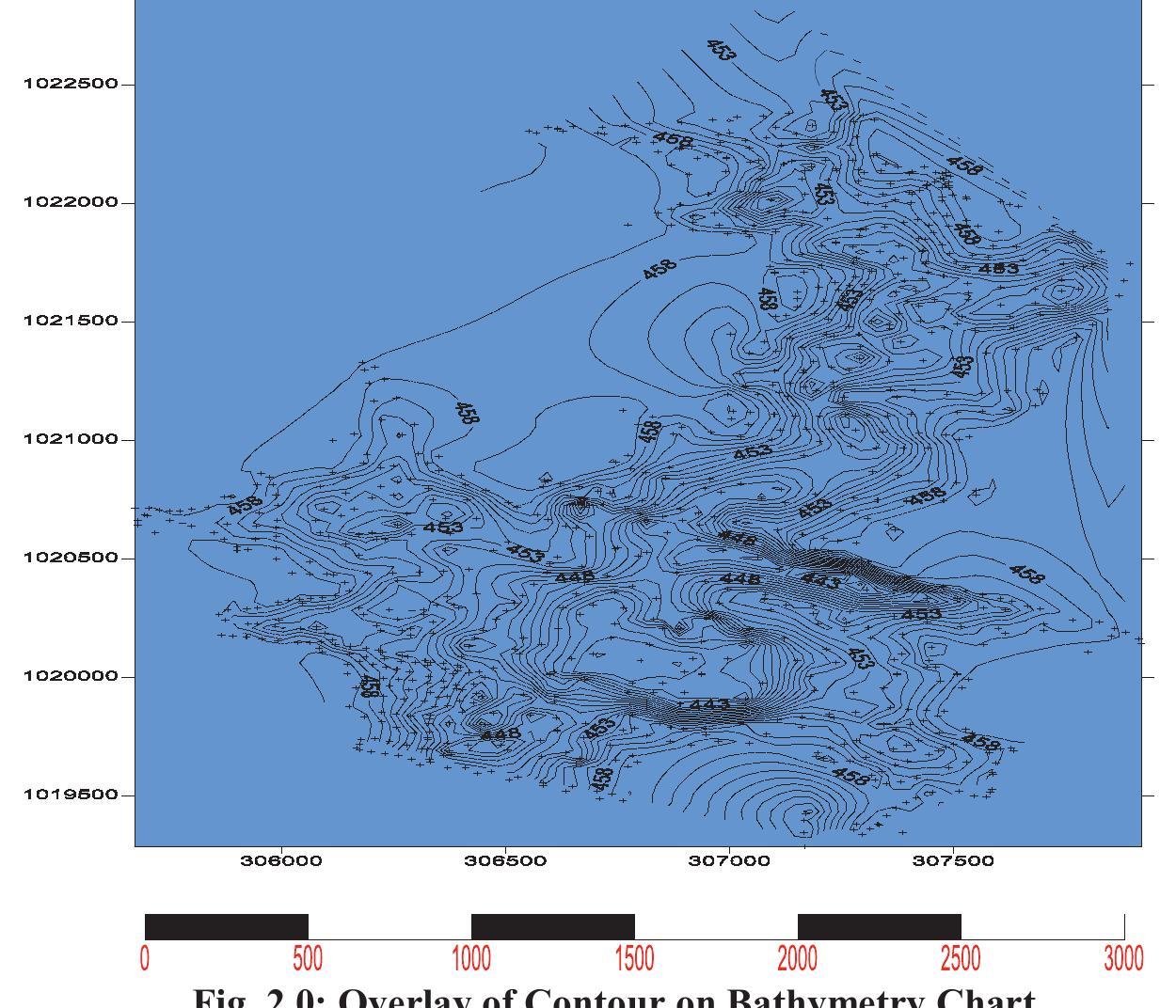 0 presents the result of overlaying the contour map over the