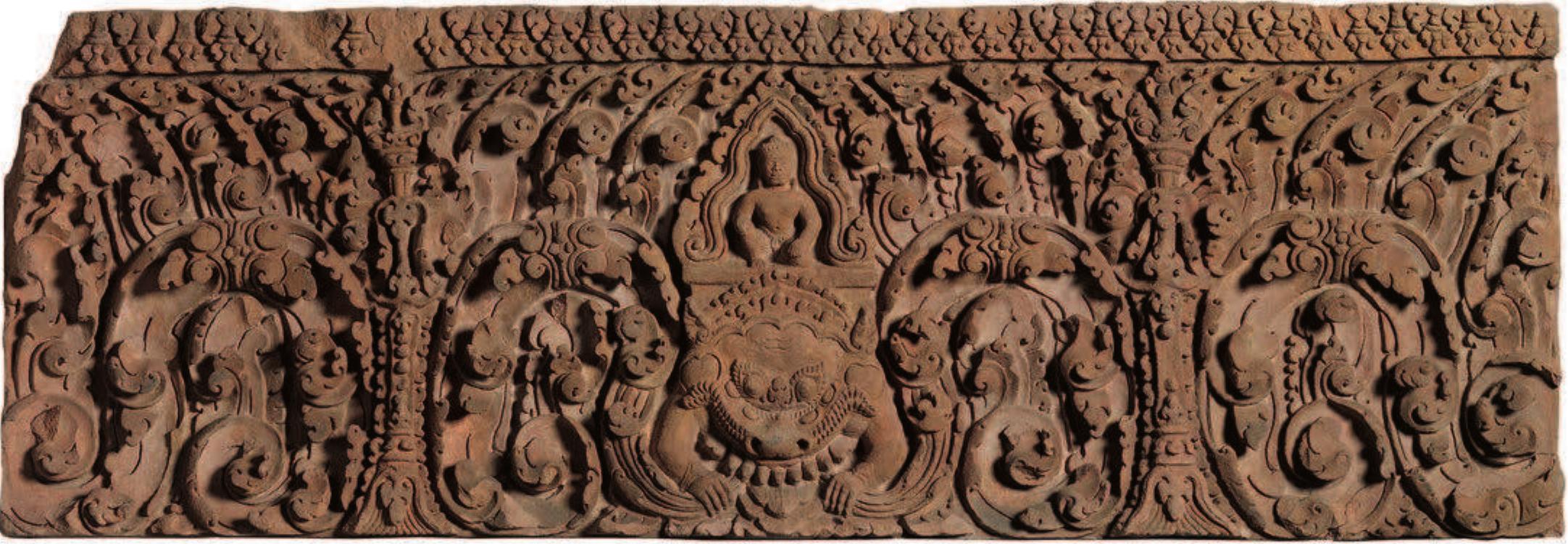 * lintel with a mask of kala and dikpala. cambodia or