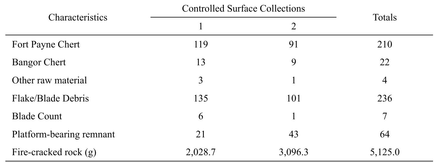 Artifacts from the controlled surface collections. two