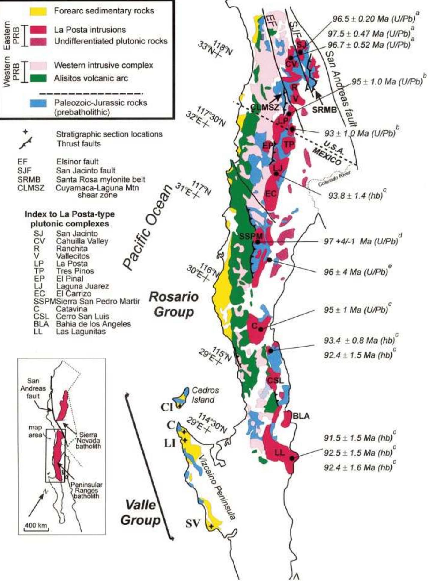 Schematic geologic map of peninsular ranges batholith (prb)
