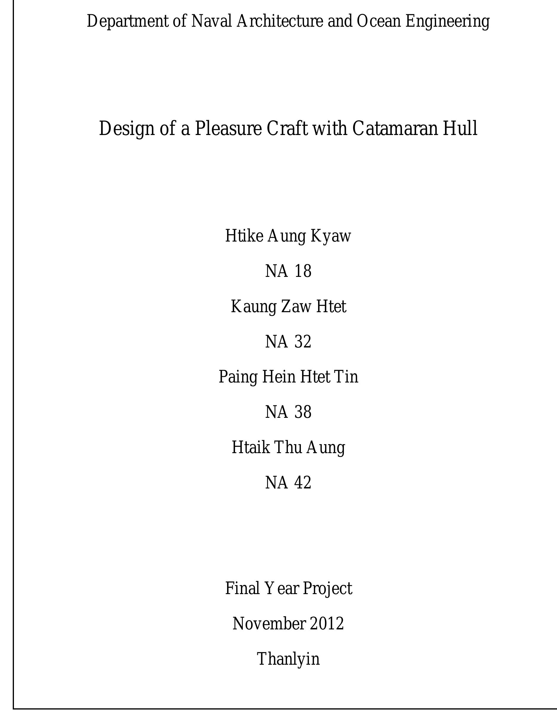 Table 2 - Bachelor's Degree Graduation Thesis - "Design of a