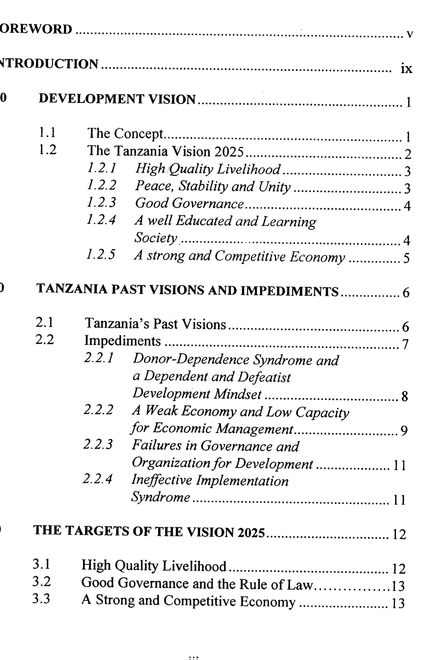 (PDF) THE TANZANIA DEVELOPMENT VISION 2025