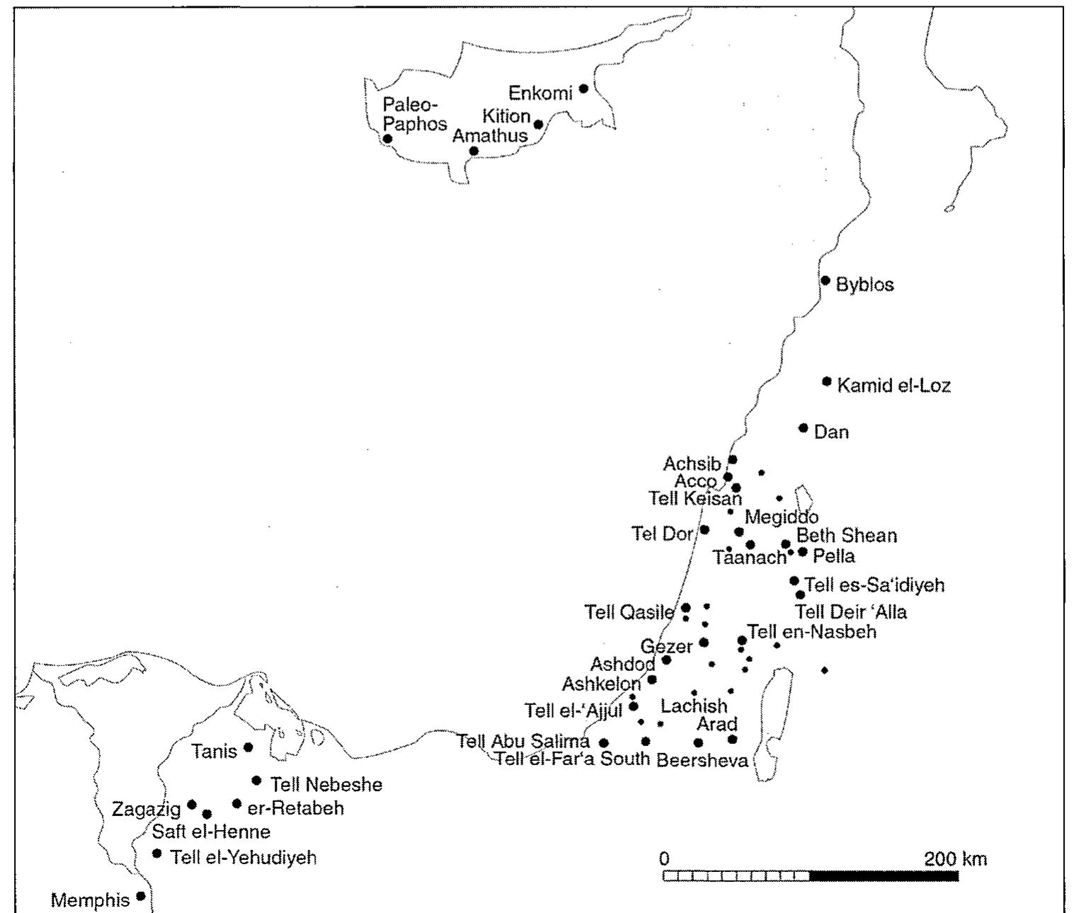 Dispersion map with the main find places.