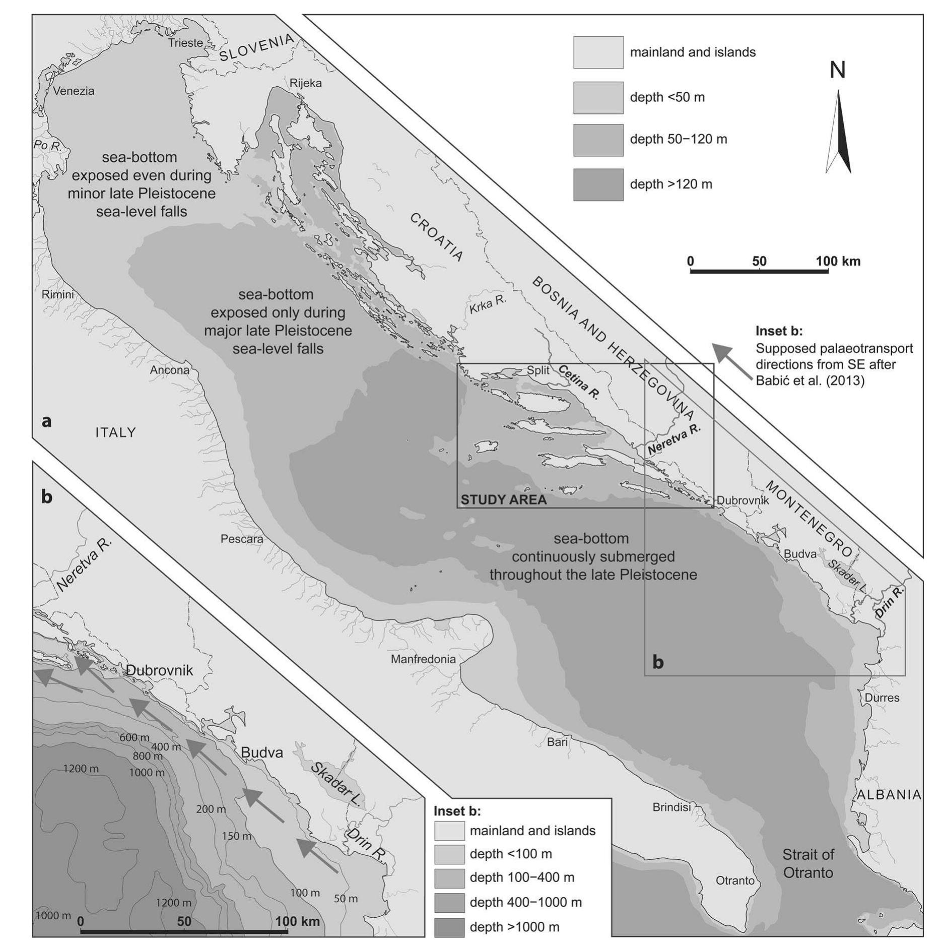 Sea-level). b inset showing detailed bathymetry of the
