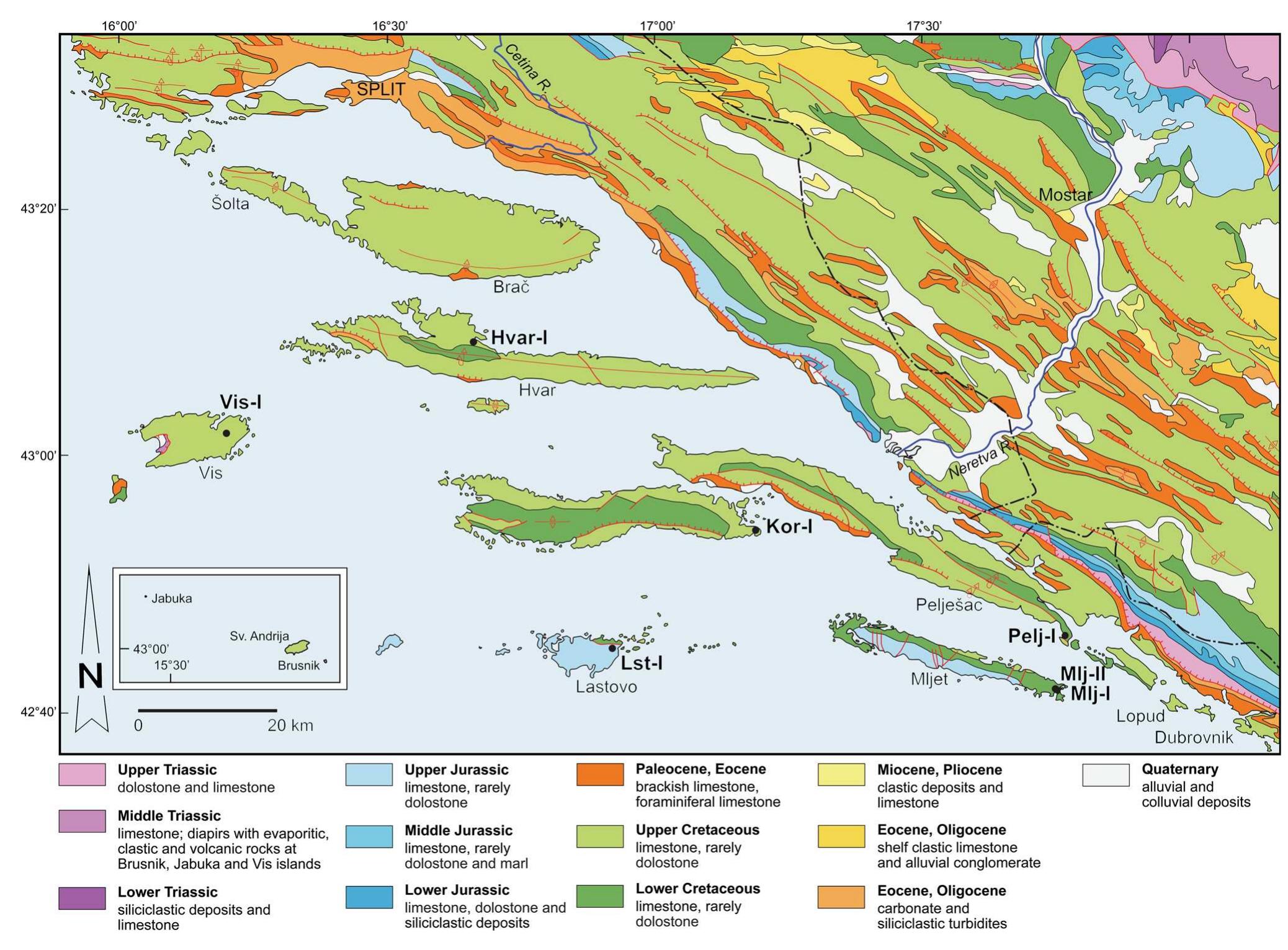Geological map of the study area (modified after fgi 1970)