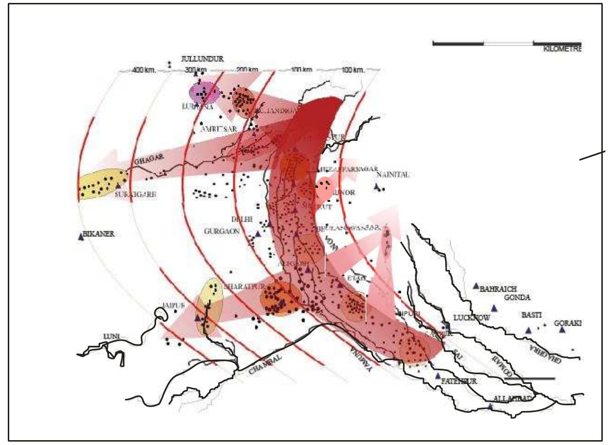 Map showing the different routes of clustering of pgw.