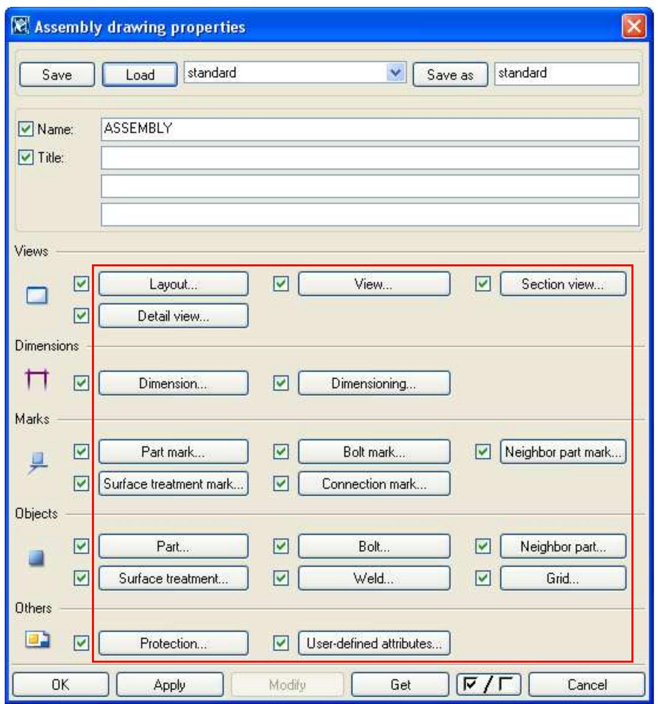 All sub dialog boxes can now be modified. by pressing the