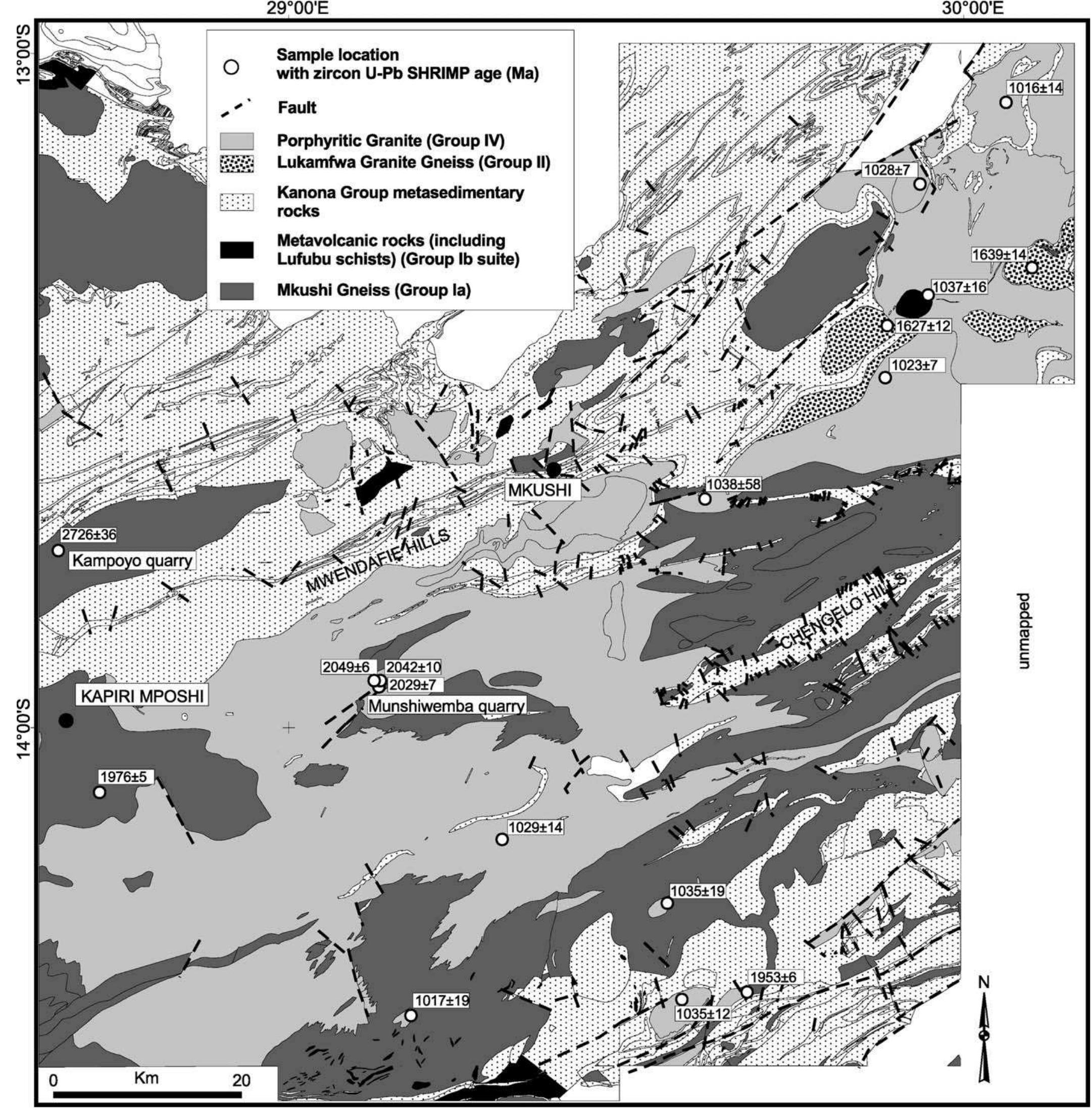 Simplified geological map of the area around mkushi, based