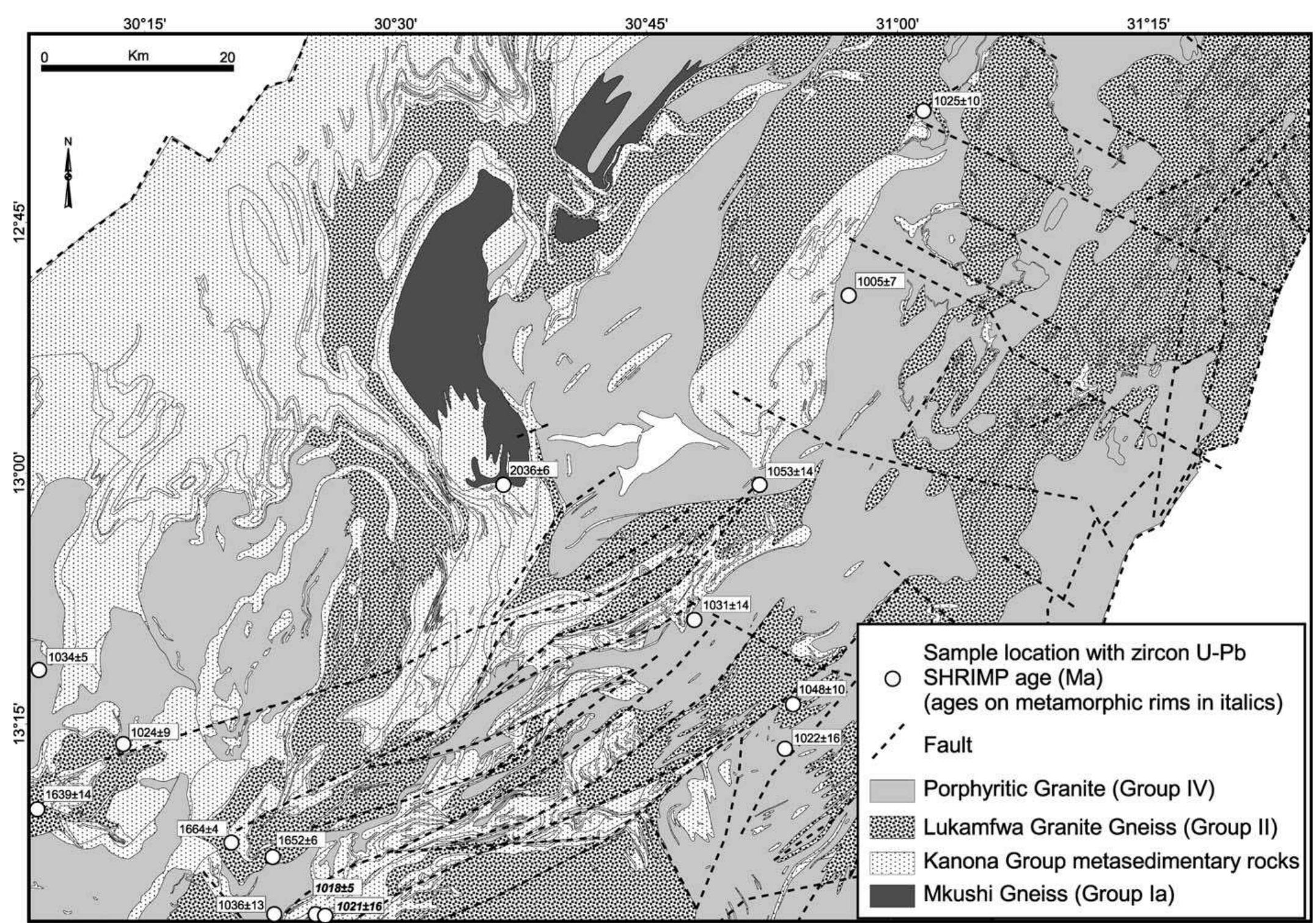 Simplified geological map of the region around kanona,