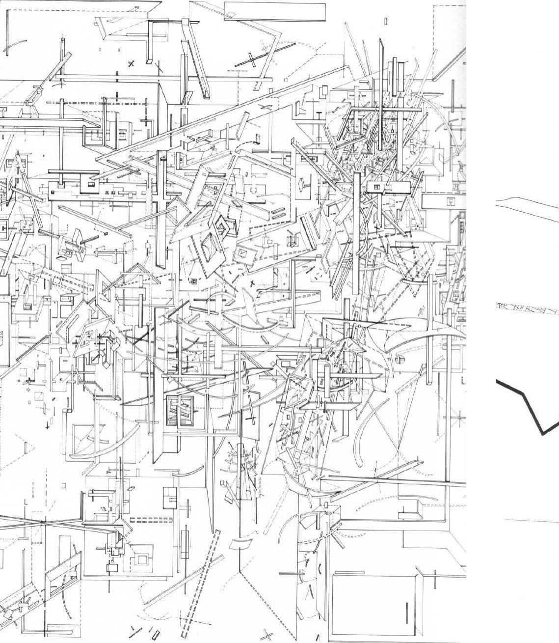 Daniel libeskind, drawing for jewish museum, berlin, 1989