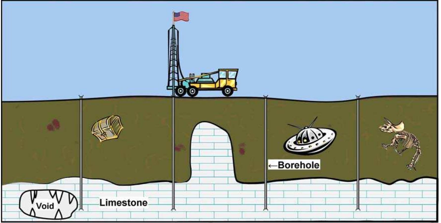 An isolated geologic structure such as a limestone pinnacle