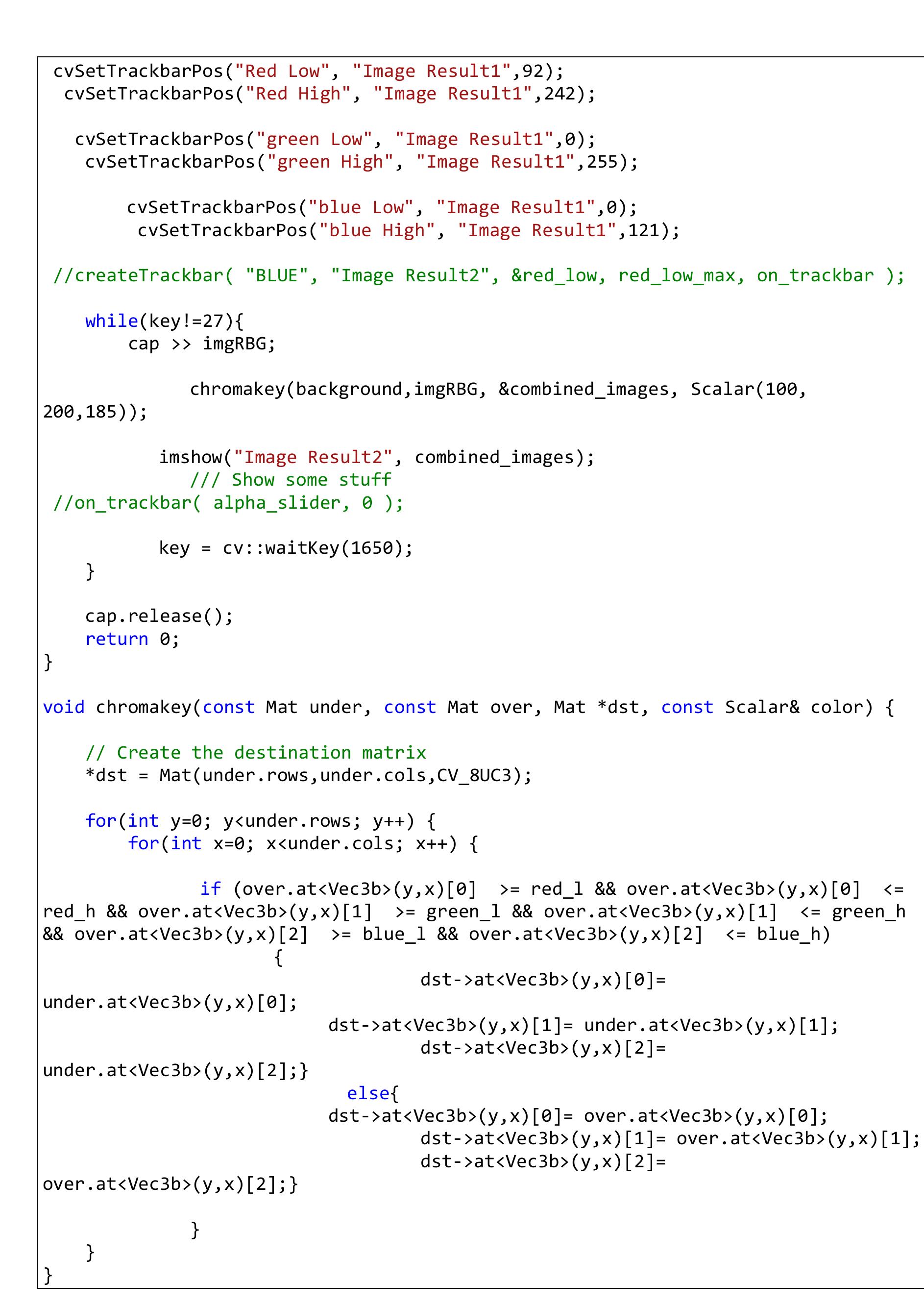 Table 1 - Chroma Key Green Screen Background - OpenCV