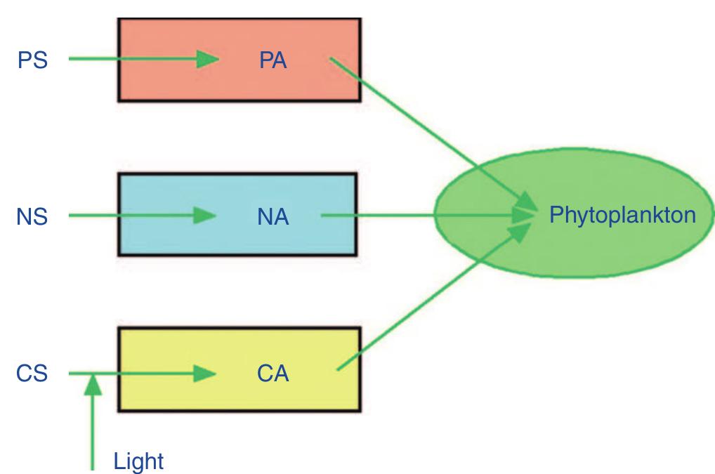 4 the two-steps model of phytoplankton growth. the first