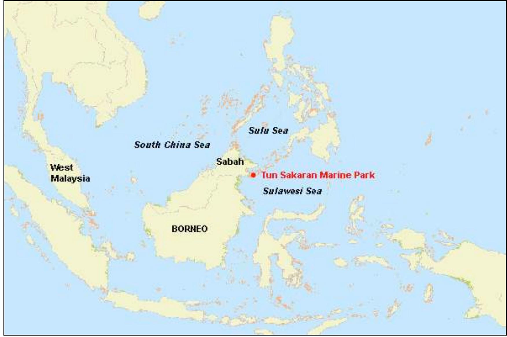 Map 1. location of tun sakaran marine park, sabah, malaysia