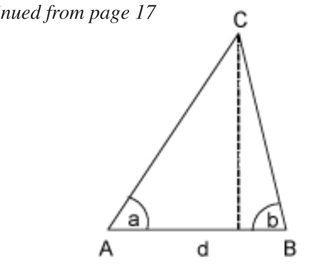 In surveying by triangulation, the known positions of two