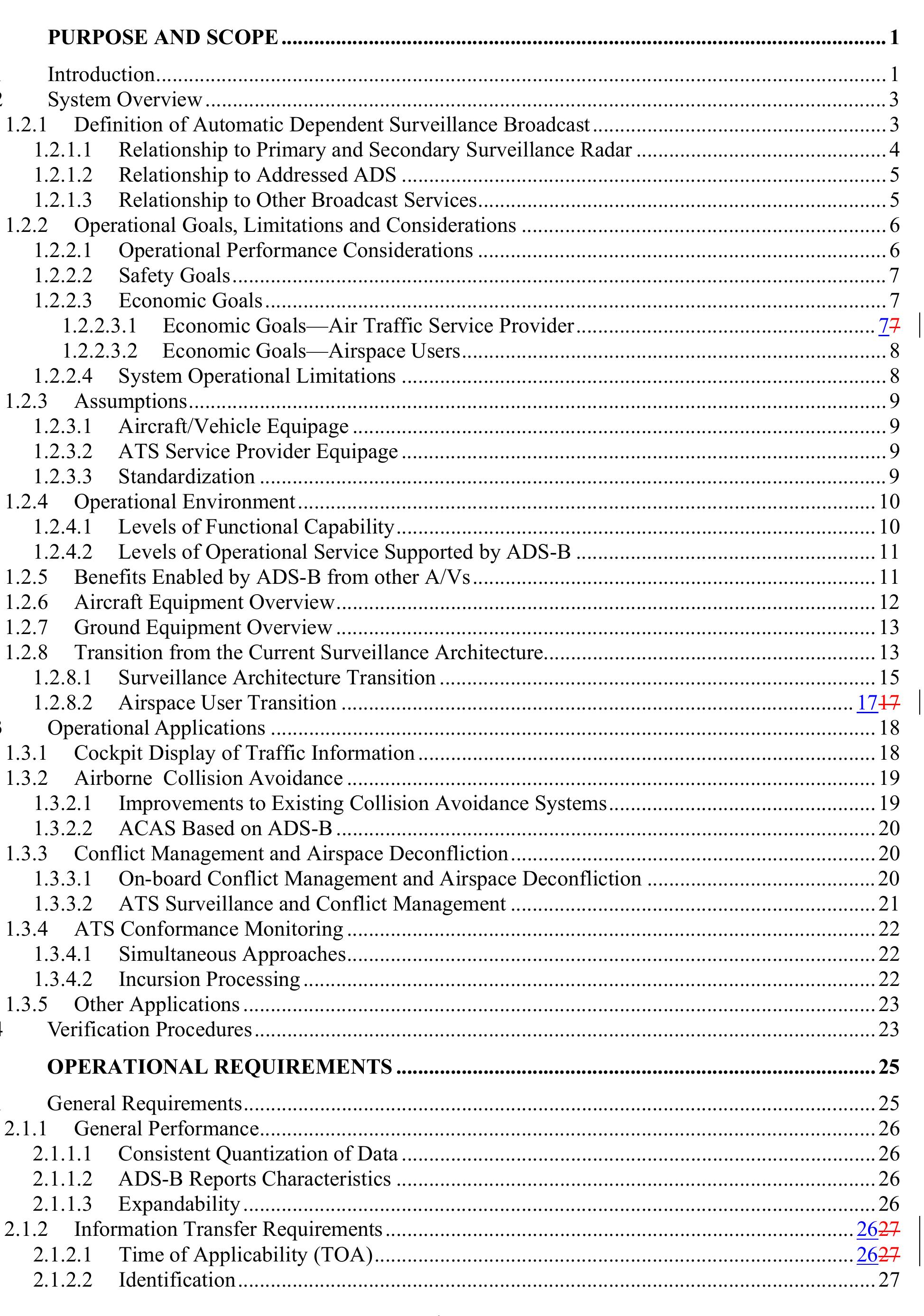 Table 1 - Minimum Aviation System Performance Standards For